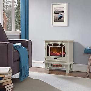 Duraflame Electric Fireplace Stove 1500 Watt Infrared Heater with Flickering Flame Effects - Cream