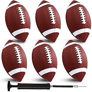 Jerify Composite Leather Footballs Official Size Composite Leather Balls Leather Inflatable Footballs with Pump Indoor Outdoor Footballs Bulk for Training and Recreational Play(6 Pcs)