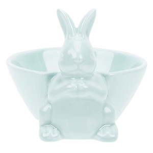 DOITOOL Bunny Candy Dish Easter Rabbit Bowl Ceramic Fruit Bowl Snack Serving Bowl Easter Salad Dessert Bowl Table Decoration (Blue)