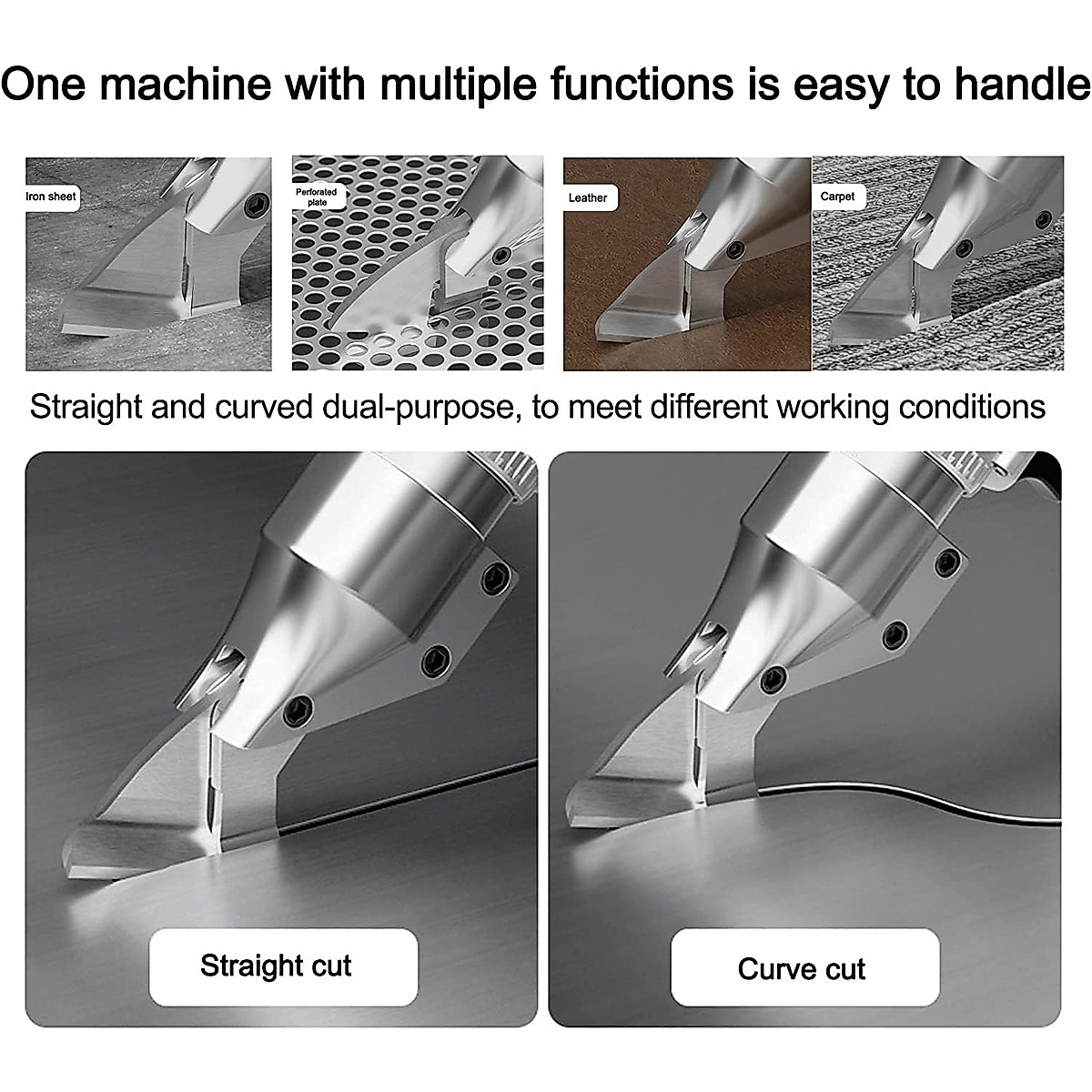 Cordless Metal Shear Electric Metal Shears Sheet Metal Cutter with Swivel Head for Curve/Straight/Round Cuttings Over Sheets Iron, Aluminum, Steel and Carpet, Leather, Cardboard 2Pcs 3.0Ah Battery