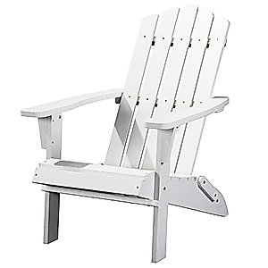 PolyTEAK Folding Adirondack Chair, Premium Weather Resistant Poly Lumber, Outdoor Patio Furniture, Up to 300 lbs, Plastic Adirondack Chairs for Patio Garden Fire Pit, Classic Collection - White