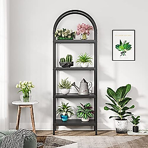 Tribesigns 4-Tier Open Bookshelf, 70.8" Wood Bookcase Storage Shelves with Metal Frame, Freestanding Display Rack Tall Shelving Unit for Office, Bedroom, Living Room, Easy Assembly (Black, 1PC)