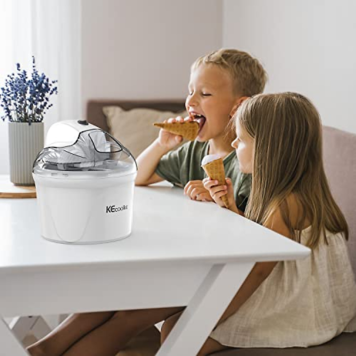 KECOOLKE Ice Cream Maker, Teacher Appreciation Gifts Electric Ice Cream Machine Soft Serve Homemade 1.5 Quart Frozen Yogurt, Sorbet,gelato