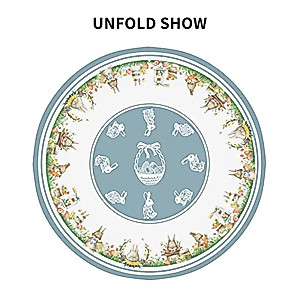 Easter Decorations Tablecloth Round 60 Inch - Blue Bunny Eggs Easter Tablecloths, Waterproof Farmhouse Table Cloth for Kitchen Dining Indoor Outdoor Decor (Blue easter tablecloths round, 60 inch)