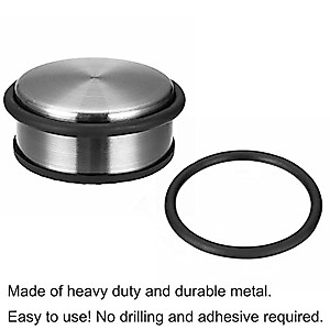 Sumnacon 2Pcs Heavy Duty Door Stoppers No Drill, Sturdy Stainless Steel Floor Door Stops with Anti-Skid Rubber - Decorative Metal Doorstops for Home Office Commercial Industrial, Silver