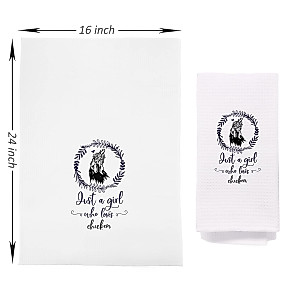 NEGIGA Just A Girl Who Loves Chicken Dish Cloths Towels 24x16 Inch,Flower Rooster Floral Decor Decorative Dish Hand Towels for Kitchen Bathroom,Chicken Towels for Kitchen,Chicken Lover Gifts