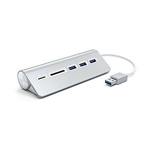 Satechi Aluminum USB 3.0 Hub & Card Reader - Compatible with MacBook Pro, MacBook, iMac, Surface Pro, Dell XPS and More (Silver)