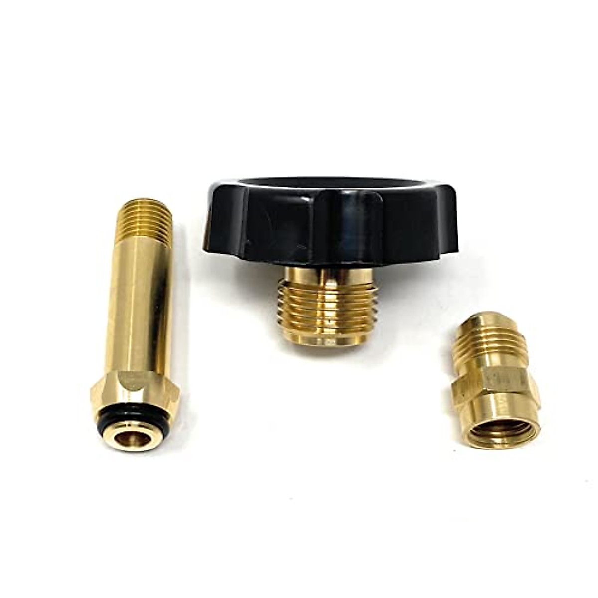 Soft Nose POL Propane Gas Tank Adapter Plug with FULL Flow x 1/4 inch Male NPT fitting includes adapter for 3/8 inch Male Flare [910-514] w/O-ring for Brass Nipple to Open Safety Valve