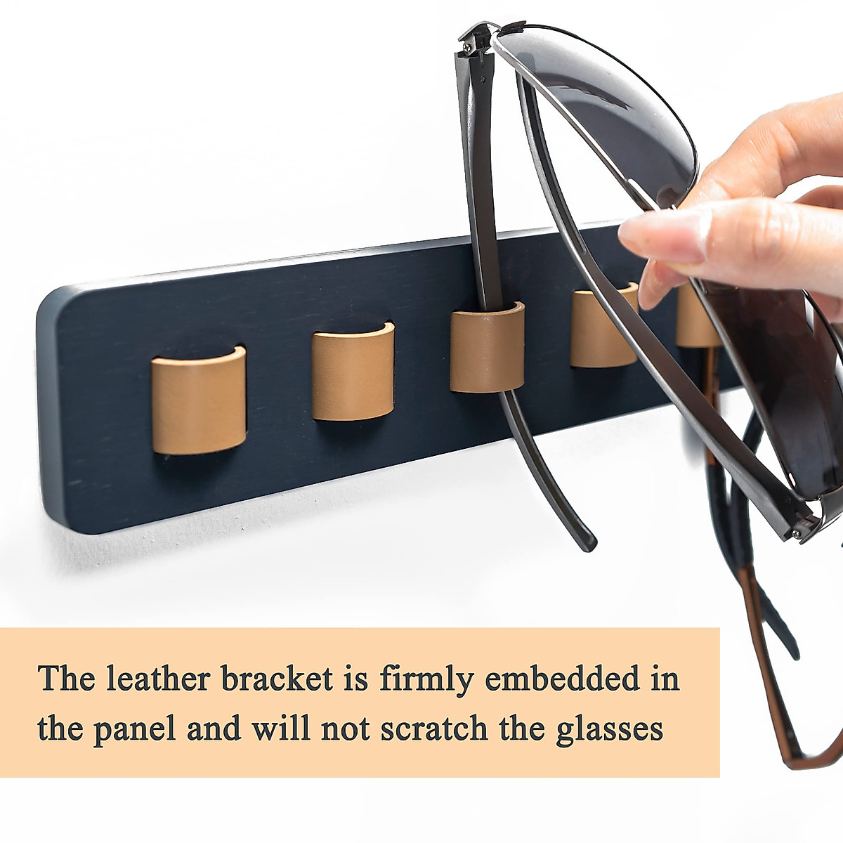 Owowong Sunglasses Organizer,Wood Storage Wall Mounted Eyewear Display，Hanging Sunglasses Storage Rack, Sunglass Holder for Living Room, Bedroom and Study, Home Decor, Black