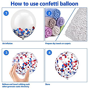 Red White Blue Confetti Balloons Arch Kit, 120 PCS 18in 12in 10in 5in Latex Red White Blue and Confetti Balloons Garland Arches Kit for Anniversary,Super Boy Patriotic Day, Independence Day Decoration