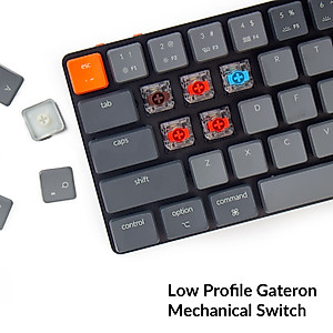 Keychron K7, 68 Keys Ultra-Slim Wireless Bluetooth/Wired Mechanical Keyboard with Low-Profile Gateron Mechanical Red Switch, White LED Backlit Compatible with Mac Windows