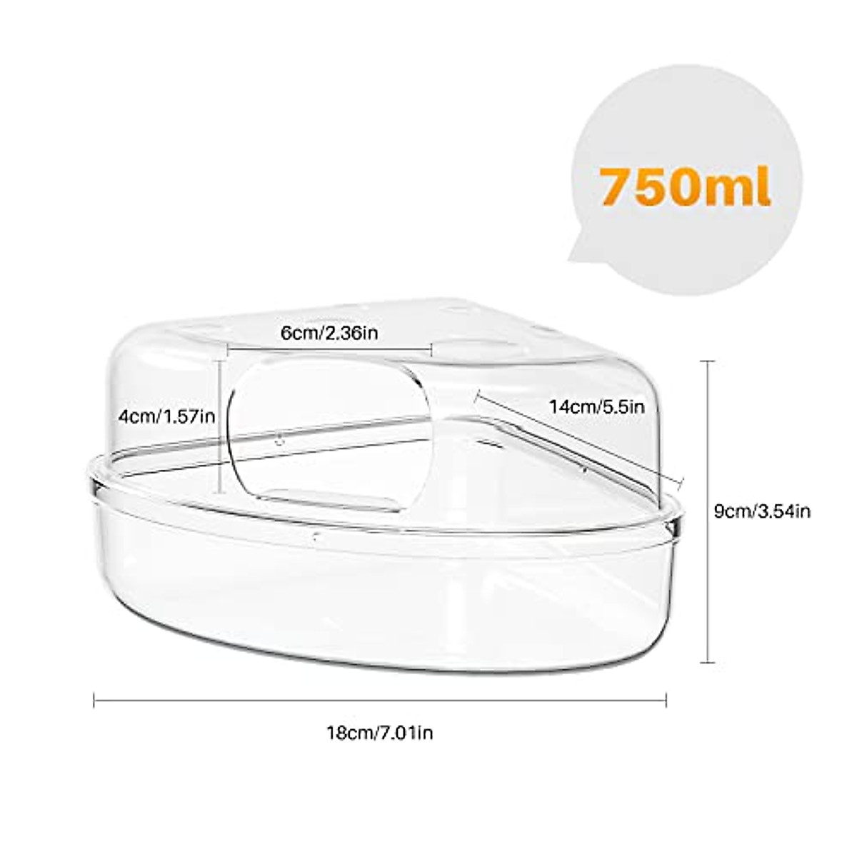 BUCATSTATE Hamster Sand Bath Box - Transparent Critter's Litter Box Sand Bath Shower Room & Digging Container Heighten Version for Guinea Pig Mice Gerbils or Other Small Pets (Small, Transparent)