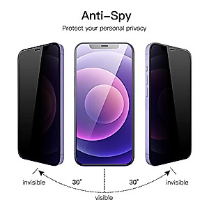 JETech Privacy Full Coverage Screen Protector for iPhone 12 mini 5.4-Inch, Anti-Spy Tempered Glass Film, Edge to Edge Protection Case-Friendly, 2-Pack
