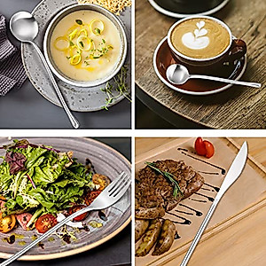 Black Flatware Silverware set Service for 6 Cutlery Modern,18/10 Stainless Steel,Kitchen,Home,Restaurant,Small Business,Mirror Polished