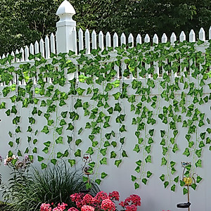 CQURE 30Pack 256Ft Artificial Ivy Fake Vines,Ivy Garland Greenery Garland Fake Hanging Plants Vines Aesthetic Green Leaves for Bedroom Wedding Party Garden Wall Room Decor
