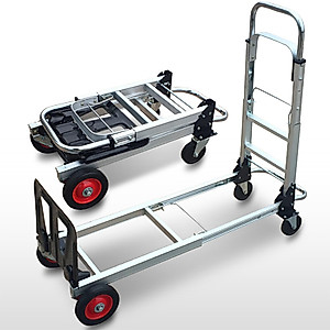 Folding Hand Truck, 3 in1 Aluminum Hand Truck with 3-Position Folding Pulley Handles, Load Capacity 220 lbs