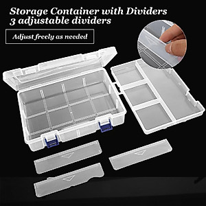 LDXURU 6 Pack 8 Grids Plastic Organizer Box, Clear Organizer Box Adjustable Dividers, Plastic Compartment Container Storage with Removable Dividers for Craft, Beads, Jewelry, Small Part
