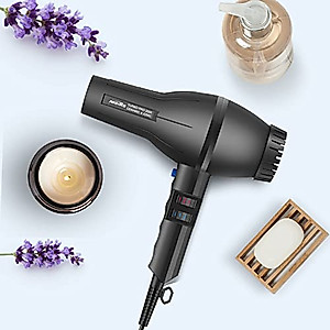 ARDIRO 2000W Professional Hair Dryer, Negative Ionic Salon Hair Blow Dryer for Quick Drying with AC Motor, Hairdryer with Diffuser & Concentrator, 3 Heat & 2 Speed Setting for Women Men Kids -Black