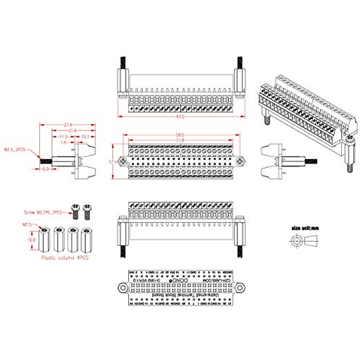 Ultra-Small RPi GPIO Terminal Block Breakout Board Module, for Raspberry Pi
