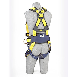 3M DBI-SALA Delta 1102201 Construction Harness, Back and Side D-Rings, Tongue Buckle Legs, Body Belt and Hip Pad, 420 lb Capacity, Small, Yellow/Navy