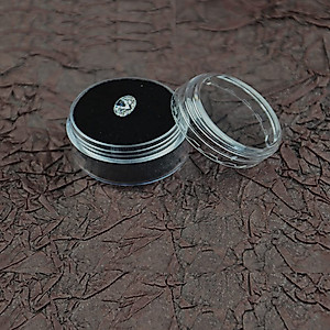 luzen 12Pcs Small Loose Diamond Gemstone Display Box Empty Round Jewelry Show Box Clear Top Lids Sponge Filled Box Case Container Holder with Plastic Storage Box, Black
