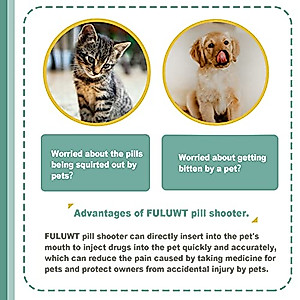 FULUWT Cat Pill Shooter, Dog Pill Gun with 2 Soft Silicone Tips, Pet Medical Dispenser for Baby Animals, Medicine Syringe for Small Animals.