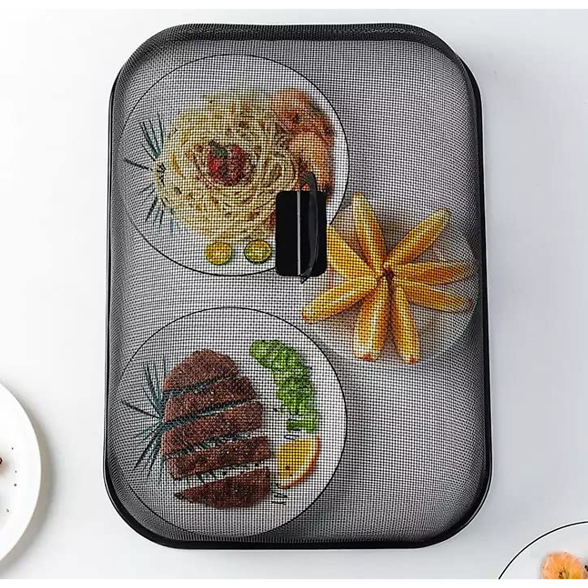 CUISINOX Dome for BBQ, Picnics and Outdoor Entertaining Stainless Steel Mesh Food Cover, Rectangular 18.5" x 13.5" x 8", Black