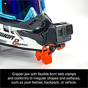Dango Design Gripper Mount - Universal Clamp Mount for Action Cameras, Use as a Mount on Motorcycle, Powersports Helmets & More - Action Orange