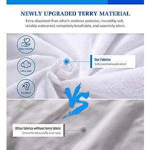 Full Size Mattress Protector Waterproof Mattress Protector Full Mattress Pad Cover Noiseless, Soft Breathable Cotton Terry for Pets Kids Adults 54" x 75"