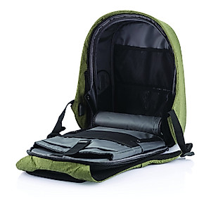 XDDesign Bobby Hero Regular Anti Theft Waterproof Travel Laptop Backpack with Integrated USB Charging Port and Sunglasses Holder, Green