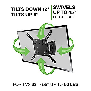 Made for Amazon Universal Full-Motion TV Wall Mount for TVs up to 55" and Compatible with Amazon Fire TVs