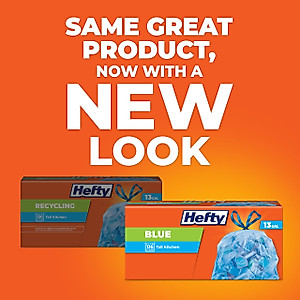 Hefty Recycling Trash Bags, Blue, 13 Gallon, 60 Count