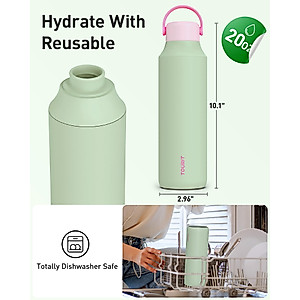 TOURIT 20 oz Insulated Water Bottle, Stainless Steel Water Bottles With Ice Strainer, Double-Wall Thermos Water Bottle, BPA Free Leakproof Thermos Bottle for Sports and Travel, Violet Mist