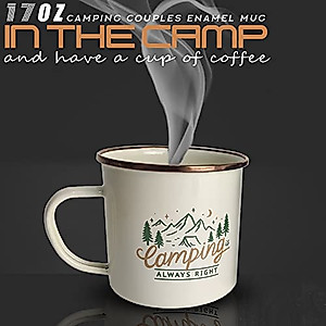 Roadmap Camping Gifts Camping Mugs Set of 2 Travel Holiday Enamel Coffee Cup 17OZ Big Capacity 304SS Golden Rim for Drinking Outdoor Couples Anniversary Wedding Christmas Valentines Day His and Hers