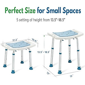Auitoa Shower Stool with Shower Head Holder and Handles, Tool-Free Assembly Shower Chair for Bathtub and Inside Shower, Adjustable Shower Seat for Seniors, Elderly, Handicapped, Pregnant (350lbs)