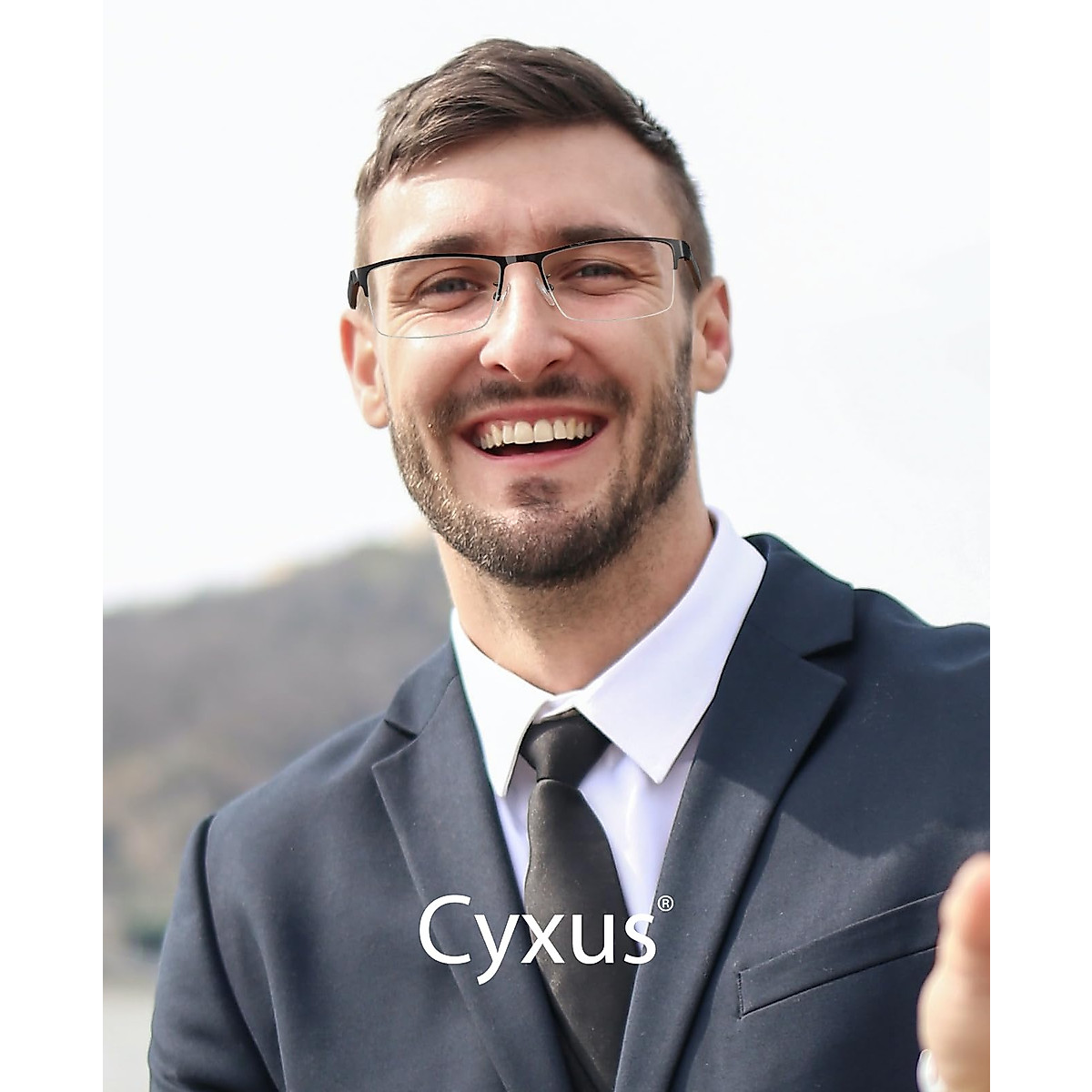 Cyxus Blue Light Blocking Computer Glasses for Men Semi Rim Glasses Crystal Lens UV Blocking Gaming Eyeglasses Black Frame