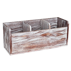 Mind Reader Vertical Flatware Holder, Painted Wood, Brown Utensil Organizer, One Size