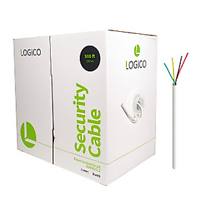 LOGICO Security Burglar Alarm 18/4 Control Cable 500FT Stranded White 500' Speaker Wire