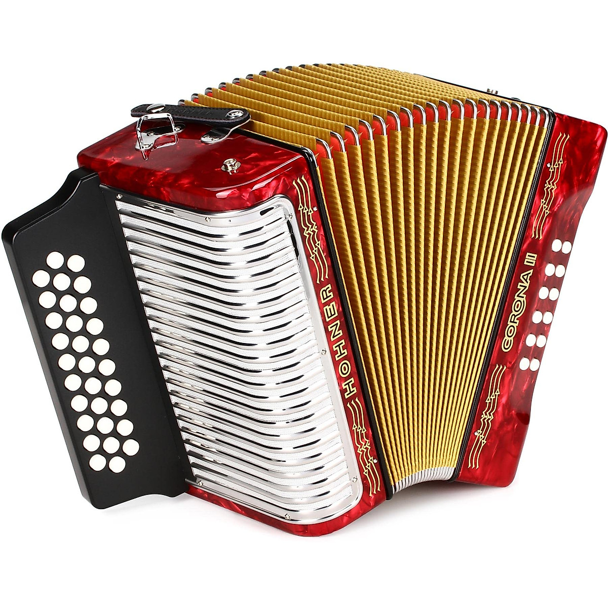 Hohner Corona II Diatonic Accordion - Keys of G/C/F - Red