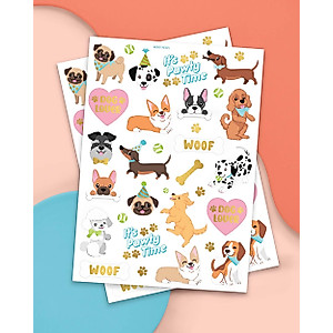 xo, Fetti Dog Temporary Tattoos for Kids - 44 Glitter Styles | Animal Birthday Supplies, Pet Lover Party Favors, Woof Arts and Crafts