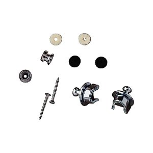 Fender Guitar Strap Lock with Chrome Buttons and Wood Mounting Screws, 1 Set of 2 Security Guitar Strap Locks for Guitar and Guitar Strap, Black and White Felt Washers, 1 Set