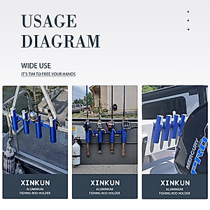 Xinkunmarine Aluminium Fishing Rod Holders for Boat, Wall-Mounted Fishing Pole Roof Rod Rack,Surf Fishing Rod Holder for Truck, Boats & Yacht (4 Tubes Blue)