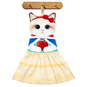 PAT JUUMG Cute Princess Cat Hand Towels for Bathroom Kitchen,Cat Home Decor Towel Hanging Face Towels Absorbent Soft,Funny Cat Gifts for Cat Lovers Gifts for Women,Christmas/Housewarming Gift