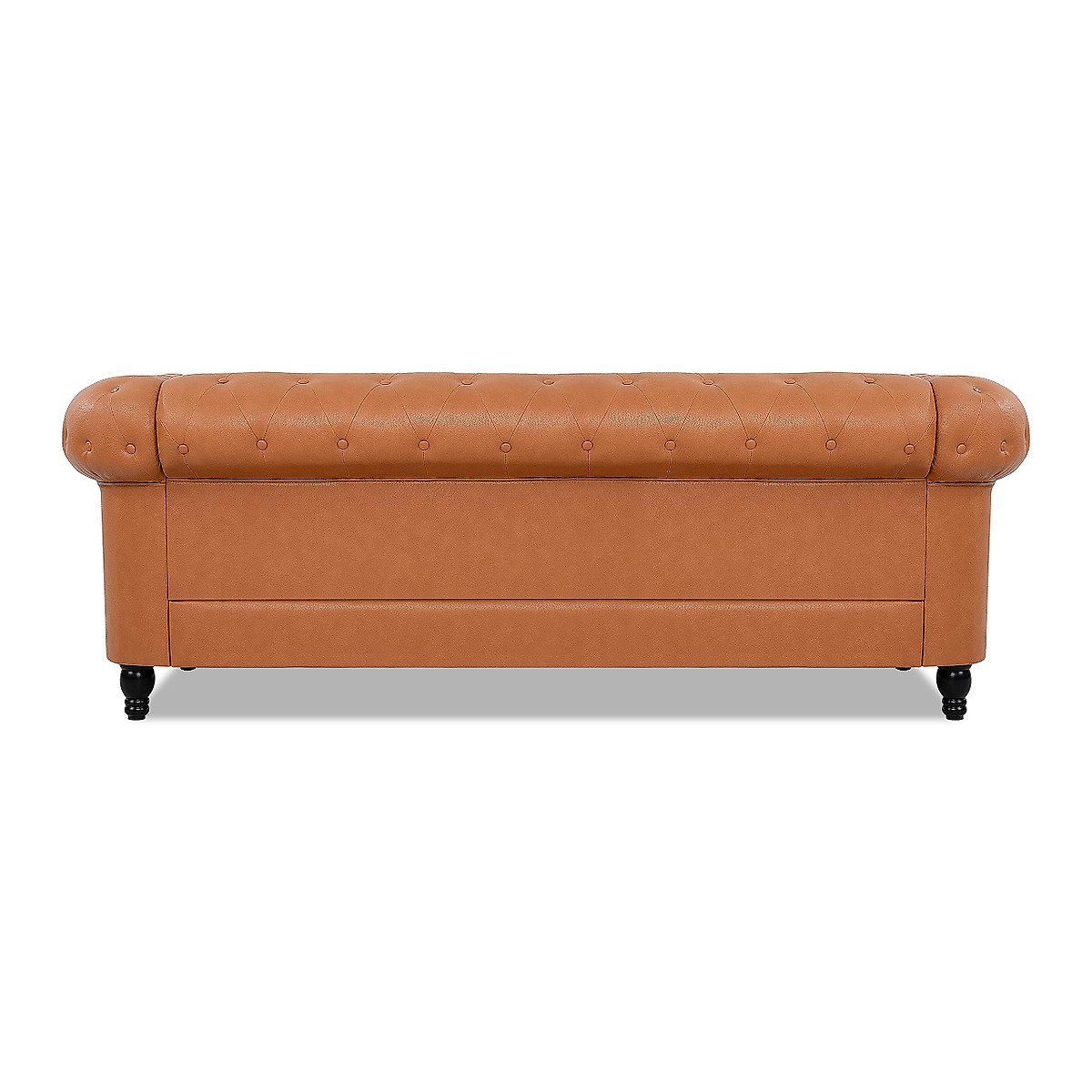 Emery Chesterfield 3 Piece Living Room Sectional Sofa Set with Rolled Arms, Tufted Cushion Sofas for Living Room Set Includes Sofa, Loveseat Couch, Accent Arm Chair / Easy Tool-Free Assembly – Caramel