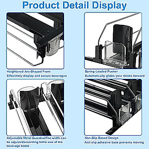 Drink Organizer For Fridge, Automatic Pusher Glide Refrigerator Drink Organizer Width Adjustable Beverage Soda Can Dispenser For 20cans Of 11.15/12/ 16/16.9oz For Pantry Kitchen