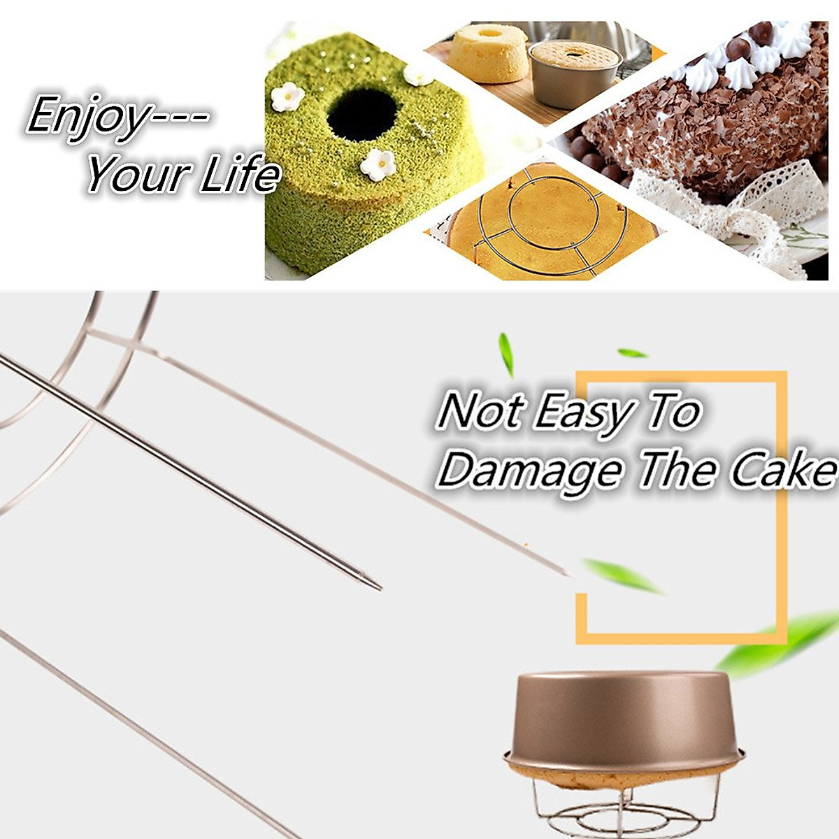 FashionMall 2 Pcs Stainless Steel Cake Cooling Rack Round,Cooling Stand with Four High Legs For Cooking Baking,7 Inch And 5 Inch