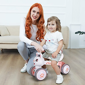 YGJT Baby Balance Bike Toys for 1 Year Old Girls, First Birthday Gifts for 10-36 Months Toddlers Bike, Non-Pedal 4 Silent Wheels Riding Toys, Kids Pre-School First Bike Rabbit