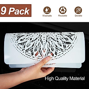 9 Pack 12x12 inches Mandala Stencils for Painting on Wood, Floor, Tile Fabric, Resuable Furniture Stencils Painting Template