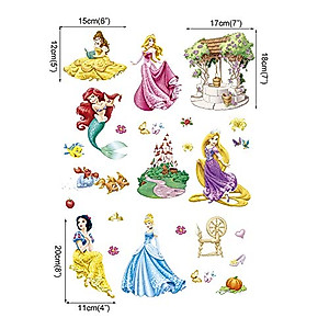 ufengke Princess Mermaid Wall Stickers Castle Wall Decals Art Decor for Bedroom DIY