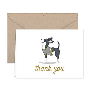 Paper Frenzy Dogs Puppies Thank You Note Card Collection 25 pack with Kraft Envelopes